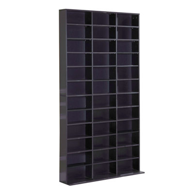 HOMCOM CD DVD Media Storage Shelves Display Shelf Racks Wooden Frame Black
