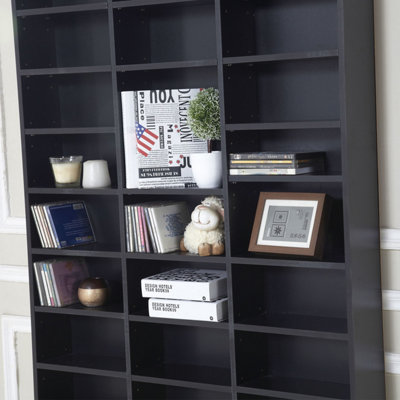 HOMCOM CD DVD Media Storage Shelves Display Shelf Racks Wooden Frame Black