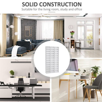 HOMCOM CD DVD Media Storage Shelves Display Shelf Racks Wooden Frame White