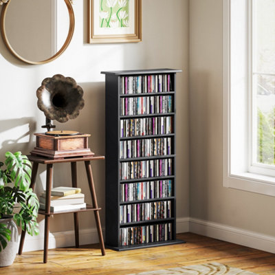HOMCOM CD Storage Unit DVD Tower Blu-ray Storage Shelf for Living Room ...