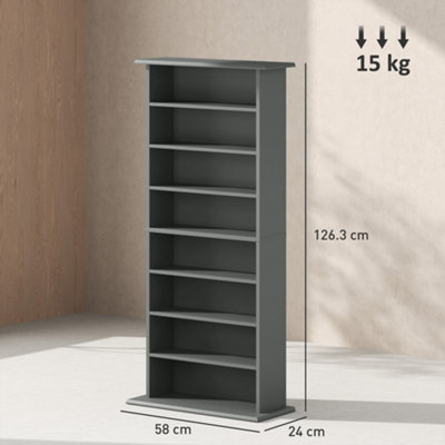 HOMCOM CD Storage Unit DVD Tower Blu-ray Storage Shelf for Living Room Grey