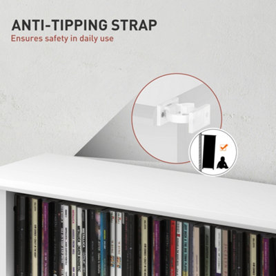 HOMCOM CD Storage Unit DVD Tower Blu-ray Storage Shelf for Living Room ...