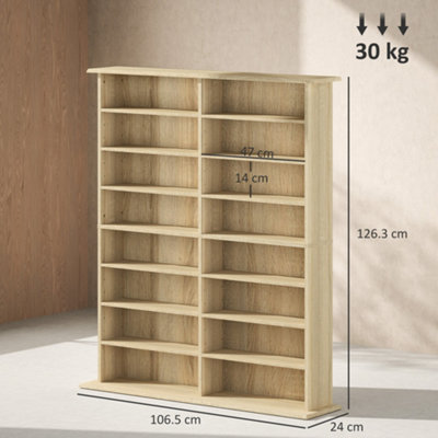 HOMCOM CD Storage Unit DVD Tower Blu-ray Storage Shelf for Office, Natural