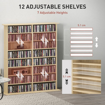 HOMCOM CD Storage Unit DVD Tower Blu-ray Storage Shelf for Office, Natural