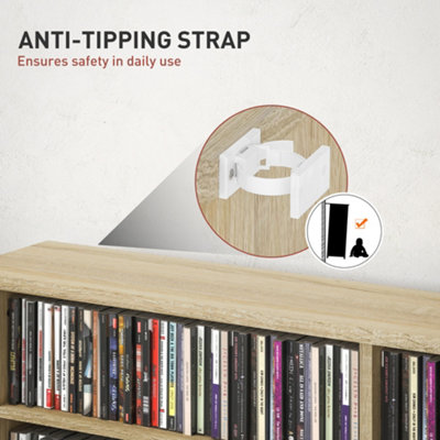 HOMCOM CD Storage Unit DVD Tower Blu-ray Storage Shelf for Office, Natural