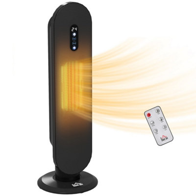 HOMCOM Ceramic Space Heater Tower Heater With 45 Degree Oscillation, Black