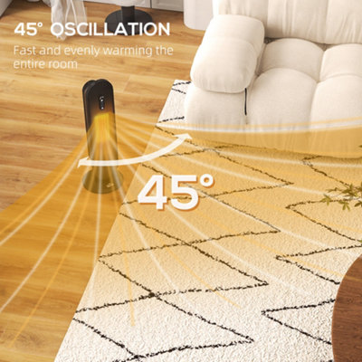 HOMCOM Ceramic Space Heater Tower Heater With 45 Degree Oscillation, Black