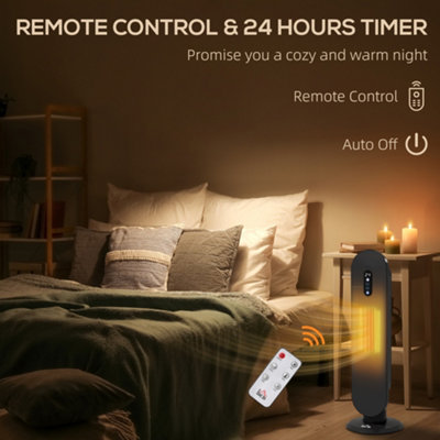 HOMCOM Ceramic Space Heater Tower Heater With 45 Degree Oscillation, Black