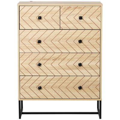 HOMCOM Chest Of 5 Drawers Storage Unit Unique Zigzag Design Anti Tip & Top
