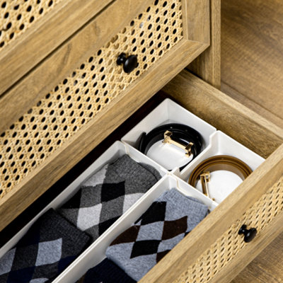 HOMCOM Chest of Drawers, 4 Drawer Unit Storage Organiser with Rattan ...