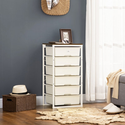 HOMCOM Chest of Drawers, 6 Drawer Unit Storage Chest Bedroom Living ...