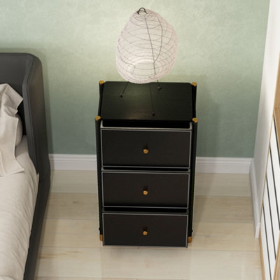 HOMCOM Chest of Drawers with 3 Drawers for Bedroom, Living Room, Black
