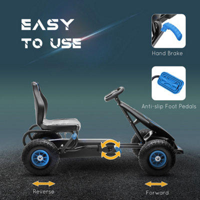 HOMCOM Children Pedal Go Kart w/ Adjustable Seat, Rubber Wheels, Brake ...