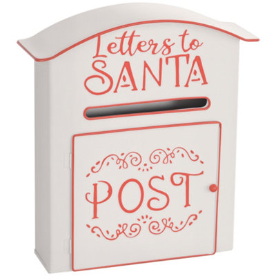 HOMCOM Christmas Post Box Wall Mounted Santa Mailbox for Xmas Decoration