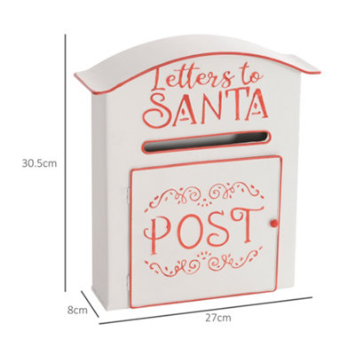 HOMCOM Christmas Post Box Wall Mounted Santa Mailbox for Xmas Decoration
