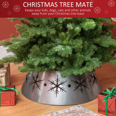 HOMCOM Christmas Tree Base Cover with Hollow Snowflake Patterns Xmas ...