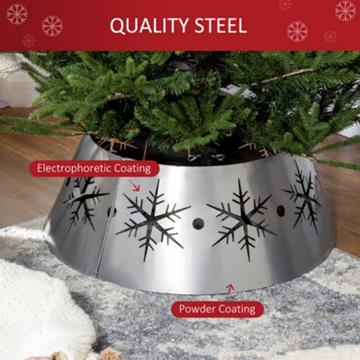 HOMCOM Christmas Tree Base Cover with Hollow Snowflake Patterns Xmas ...