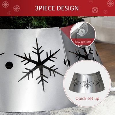 HOMCOM Christmas Tree Base Cover with Hollow Snowflake Patterns Xmas ...