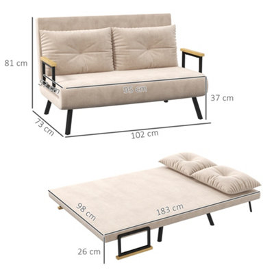 HOMCOM Click Clack 2 Seater Sofa Bed for Living Room, Guest Room, Beige