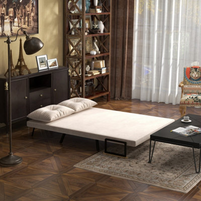 HOMCOM Click Clack 2 Seater Sofa Bed for Living Room, Guest Room, Beige