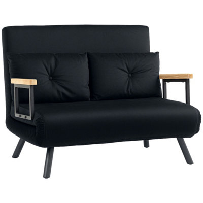 HOMCOM Click Clack 2 Seater Sofa Bed for Living Room, Guest Room, Black