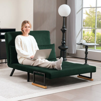 HOMCOM Click Clack 2 Seater Sofa Bed for Living Room, Guest Room, Green