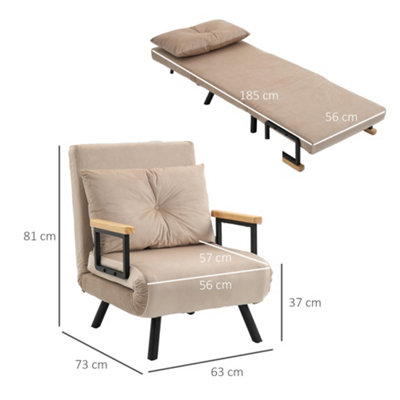 HOMCOM Click Clack Single Chair Bed Settee for Living Room, Guest Room ...
