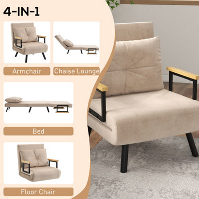 HOMCOM Click Clack Single Chair Bed Settee for Living Room, Guest Room ...