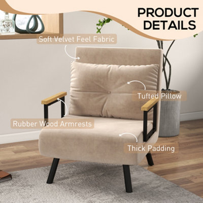 HOMCOM Click Clack Single Chair Bed Settee for Living Room, Guest Room ...