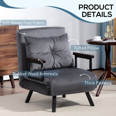 HOMCOM Click Clack Single Chair Bed Settee for Living Room, Guest Room ...
