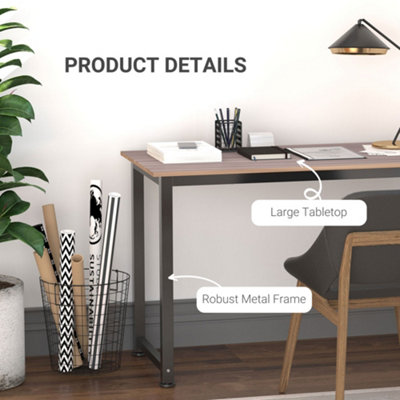 HOMCOM Computer Desk Dining Table Writing Table with Metal Frame, Black