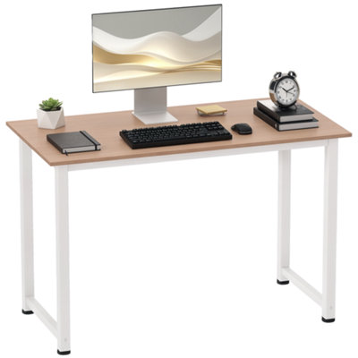HOMCOM Computer Desk Dining Table Writing Table with Metal Frame, White