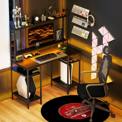 HOMCOM Computer Desk Home Office Desk with Monitor Stand, Black