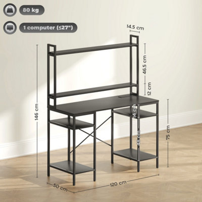 HOMCOM Computer Desk Home Office Desk with Monitor Stand, Black