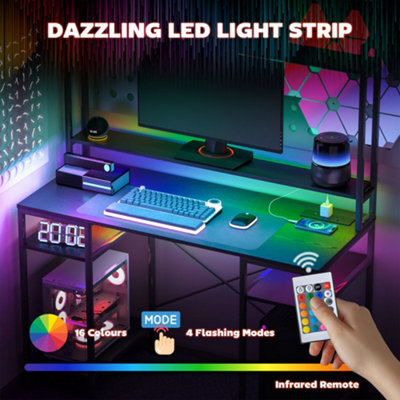 HOMCOM Computer Desk Home Office Desk with Monitor Stand, Black