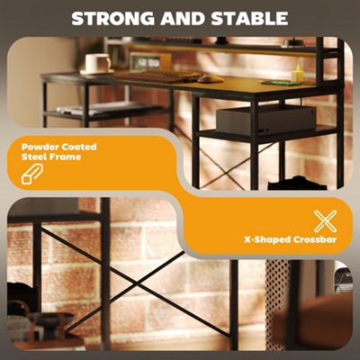 HOMCOM Computer Desk Home Office Desk with Monitor Stand, Black