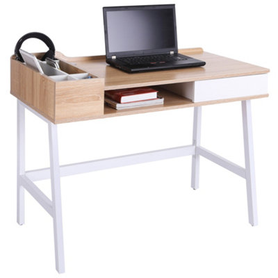 HOMCOM Computer Desk PC Workstation Storage Unit Metal Frame Home ...