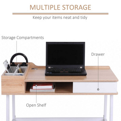 HOMCOM Computer Desk PC Workstation Storage Unit Metal Frame Home ...