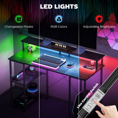 HOMCOM Computer Desk Reversible Home Office Desk with Storage Black