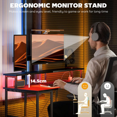 HOMCOM Computer Desk Reversible Home Office Desk with Storage Black