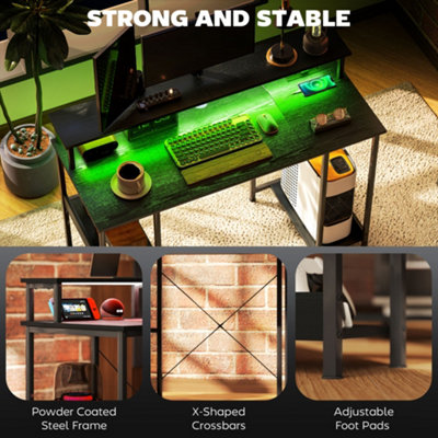 HOMCOM Computer Desk Reversible Home Office Desk with Storage Black