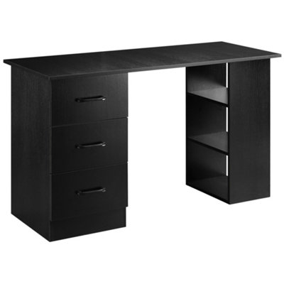 HOMCOM Computer Desk w Storage Writing Study Table for Home Office Black