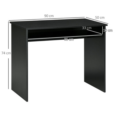 HOMCOM Computer Desk Writing Table Study Workstation Storage Black Wood ...