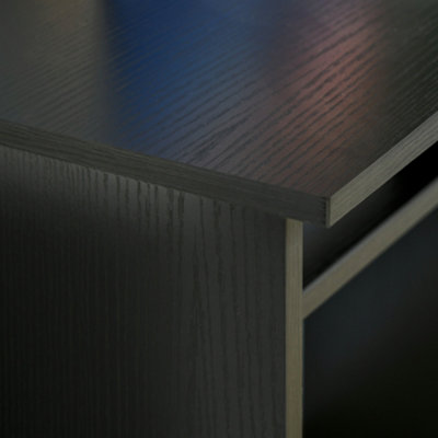 HOMCOM Computer Desk Writing Table Study Workstation Storage Black Wood ...