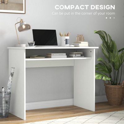 HOMCOM Computer Desk Writing Table Study Workstation Storage White Wood ...