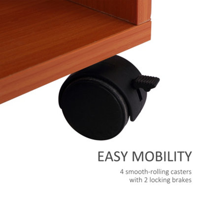 HOMCOM Computer Table Study Desk with Sliding Keyboard Tray, Cherry Wood