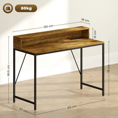 HOMCOM Computer Table with LED Lights, Gaming Desk with Shelf, Rustic Brown