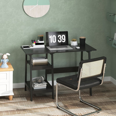 HOMCOM Computer Writing Desk w/ Shelf PC Workstation for Home Office Black
