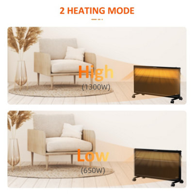 HOMCOM Convector Radiator Heater w/ Adjustable Thermostat Safety Cut ...