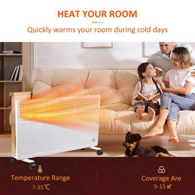 HOMCOM Convector Radiator Heater w/ Adjustable Thermostat Safety Cut ...